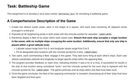 Solved Implementing The Battleship Game In Java A