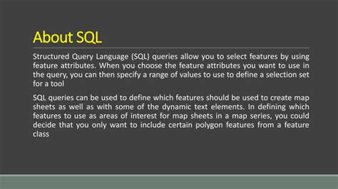 Querying The Data And Selecting Features In Arc Gis Ppt