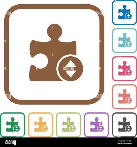 Plugin Fine Tune Simple Icons In Color Rounded Square Frames On White Background Stock Vector