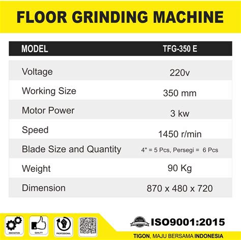Tfg 350 E Floor Grinding Machine Mesin Poles Lantai Tigon