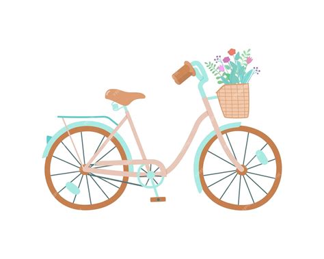 Premium Vector Cute Women S Bike With A Low Frame And Basket In Front