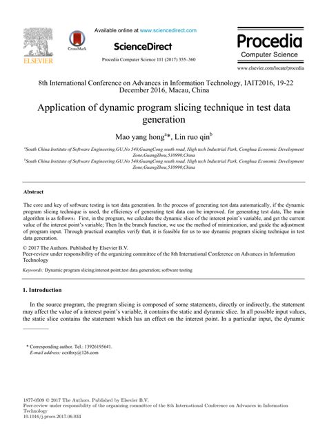 Pdf Application Of Dynamic Program Slicing Technique In Test Data