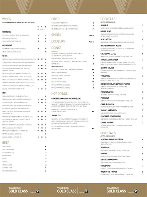 Gold Class Menu Standard Dec2015 Pdf Download Free Pdf Salad Cuisine
