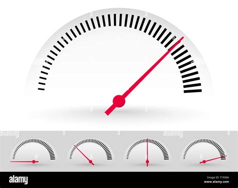 Dial Meter Templates With Red Needle At 5 Stages Measurement