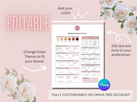 Fitzpatrick Assessment Template Customizable And Editable Instant Download Printable Etsy