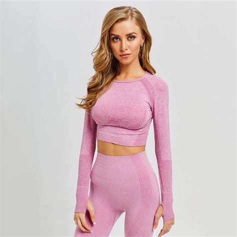 Women Seamless Workout Set Yoga Co Ord Fitness Leggings And Cropped