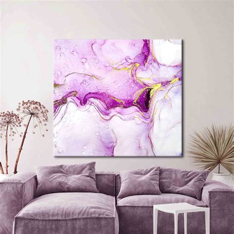 Purple And Gold Marble Abstract Marble Wall Art Marble Canvas Art