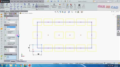 Solidworks tutorial| solidworks tutorial Linear sketch pattern - YouTube