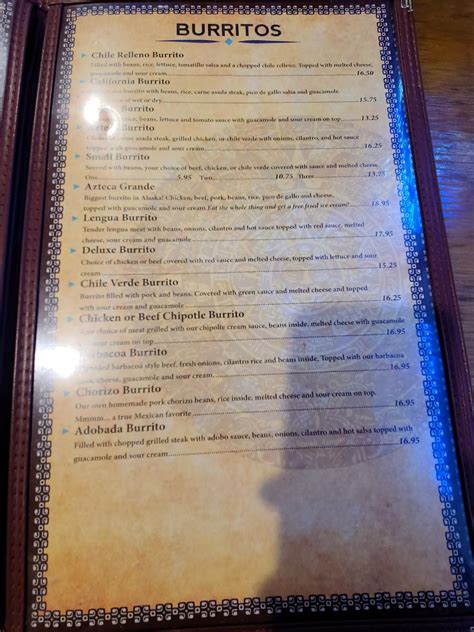 Menu At Taco Azteca Restaurant Fairbanks Airport Way
