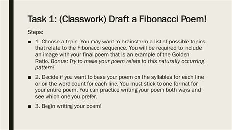 Ppt Fibonacci Poetry The Golden Ratio In Verse Powerpoint