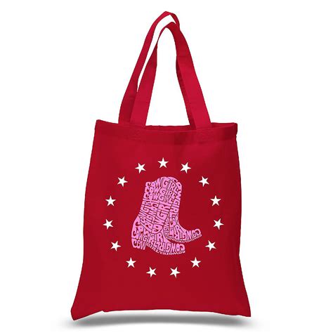 Cowgirl Boots Small Word Art Tote Bag Red 15w X 16h Oriental