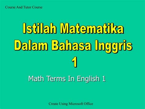 Istilah Matematika Dalam Bahasa Inggris Math Terms In English 1ppt