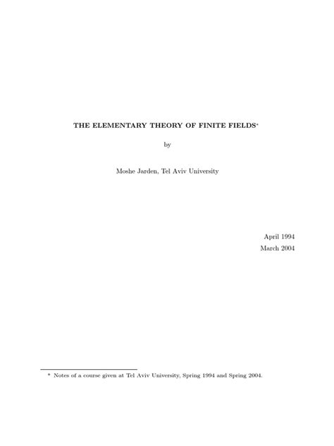 Elementary Theory Of Finite Fields Pdf Group Mathematics Algebra