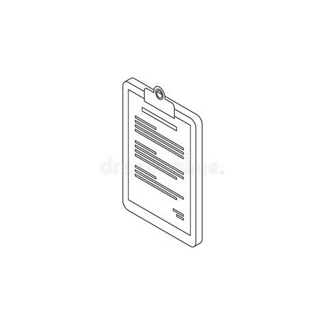 Clipboard Isometric Left View Black Outline Icon Vector Isometric Stock Vector Illustration