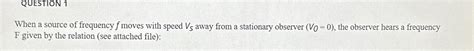 Solved Question 1when A Source Of Frequency F ﻿moves With