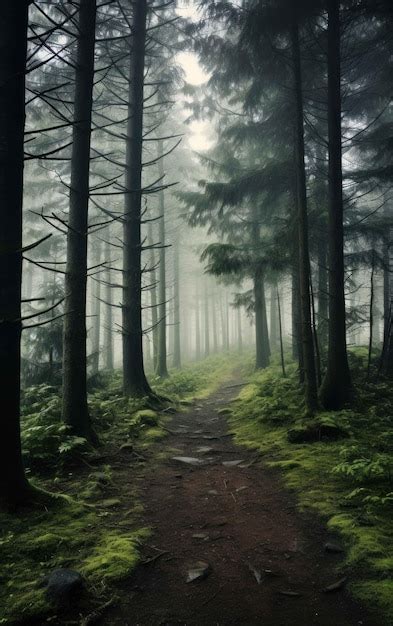 Premium Ai Image Isolation Trail In A Misty Eventide