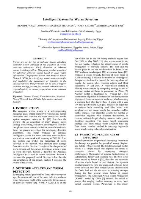 Pdf Intelligent System For Worm Detection