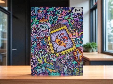 Original Psychedelic Doodle Art Trippy Abstract Acrylic Painting On