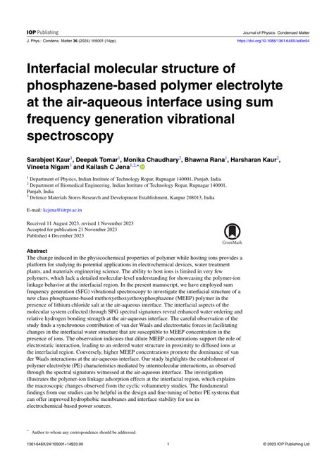 Interfacial Molecular Structure Of Phosphazene Based Polymer