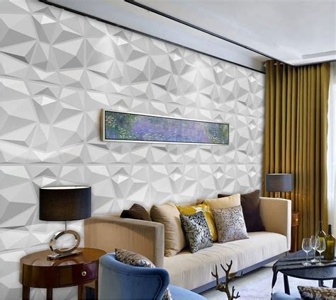 Qustikuri 3d Wall Panels White Diamond Textured Pvc Wall India Ubuy