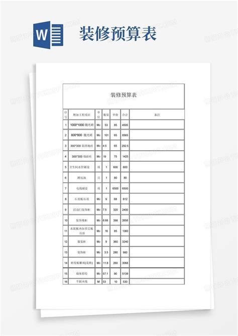 装修预算表word模板下载编号ljzjndbr熊猫办公 装修预算表word模板下载编号ljzjndbr熊猫办公