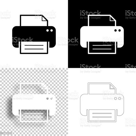 프린터 디자인 아이콘입니다 빈 흰색 및 검은색 배경 선 아이콘 컴퓨터 프린터에 대한 스톡 벡터 아트 및 기타 이미지 컴퓨터