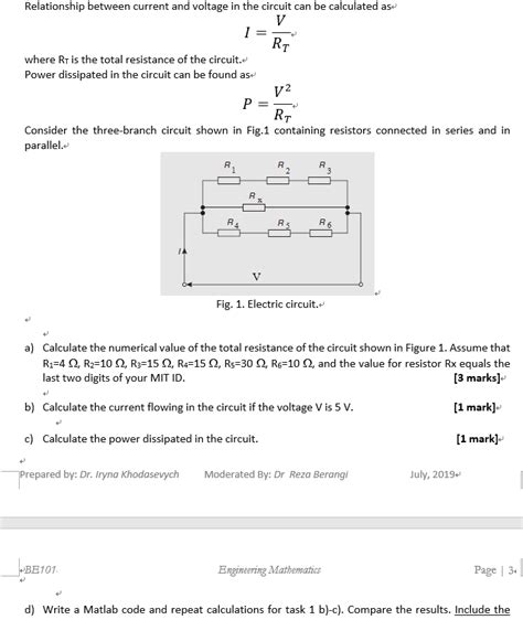 Solved Relationship Between Current And Voltage In The