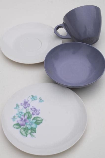 Violet Corsage Melmac Dishes Set For Six W Serving Pieces Vintage Marcrest Melmac