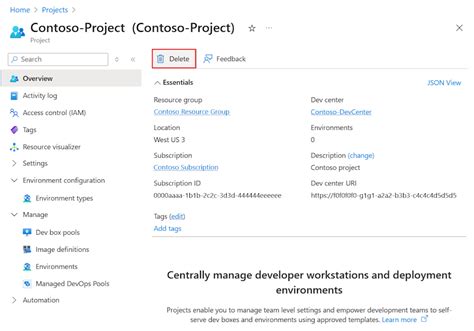 Manage A Dev Box Project Microsoft Dev Box Microsoft Learn