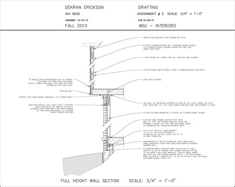 Wall Section Elevation Architectural Drawing Details