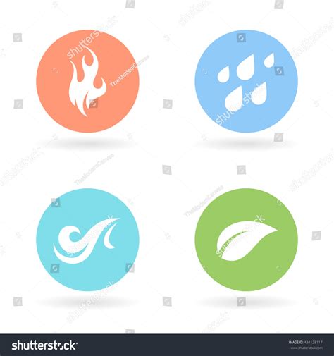 Four Natural Elements Colour Circle Icons Stock Vector Royalty Free Shutterstock