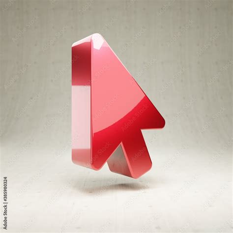 Mouse Pointer Icon Red Glossy Metallic Mouse Pointer Symbol Isolated On White Concrete