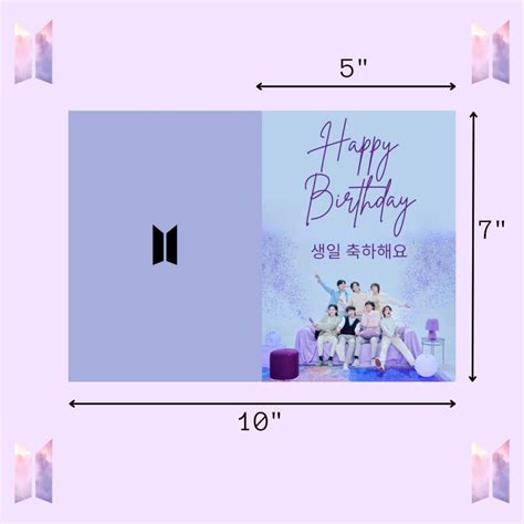 Bts Happy Birthday Card Bts Themed Card Digital Download Editable
