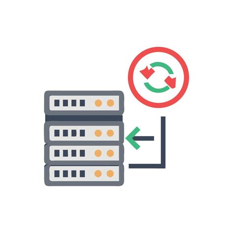 Data Server Synchronization Process Depicted On White Background Flat