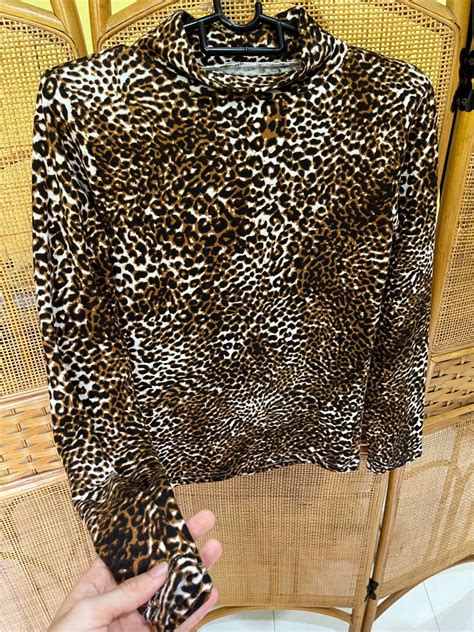 Leopard Print Turtle Neck Womens Fashion Tops Blouses On Carousell
