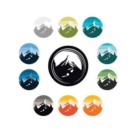 Vector De Un Icono De Vector Que Representa Un Círculo Con Montañas En