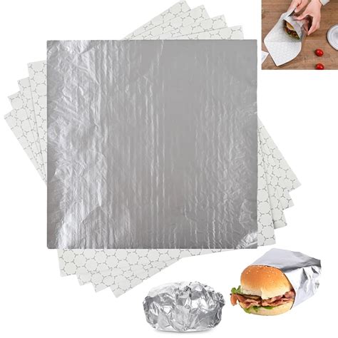 Tutuviw 50 Pcs Sandwich Wrap Paper Insulation Paper Aluminum Foil Sheets For Burgers Wrapping