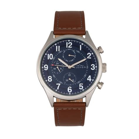 Elevon Lindbergh Mens Watch Brown Band Silver Case Ele102 1 Elevon