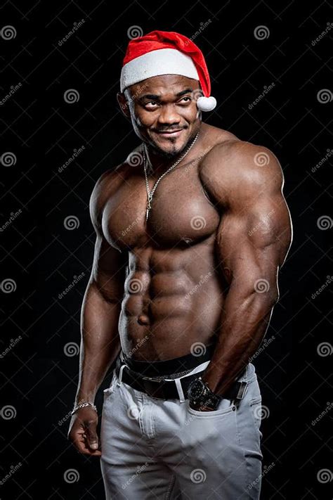 Muscular Naked Santa Claus Posing For Camera Stock Image Image Of