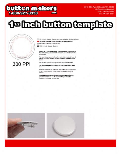 1 12 Inch Button Template Download Printable Pdf Templateroller