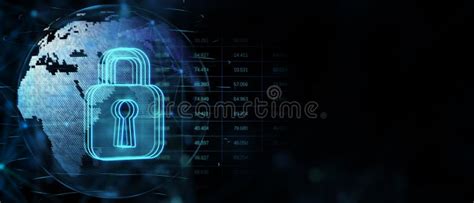 Cyber Security And Global Data Protection Concept With Glowing Digital Pad Lock On Dark