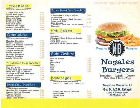 Online Menu Of Nogales Burgers 2 Restaurant Fontana California 92337