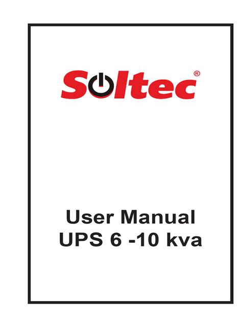 Manual Ups Soltec 6 10kva Pdf Ingenieria Eléctrica Ingeniería De Confiabilidad