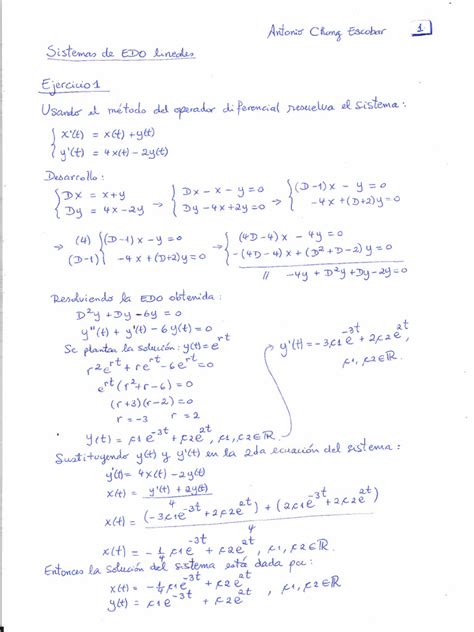 Linear Ode Systemssolved Exercises 2 Pdf