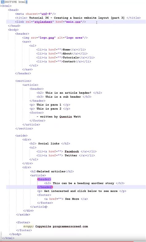 Ý Nghĩa Thẻ Header Footer Nav Aside Article Section Hgroup Trong Html5