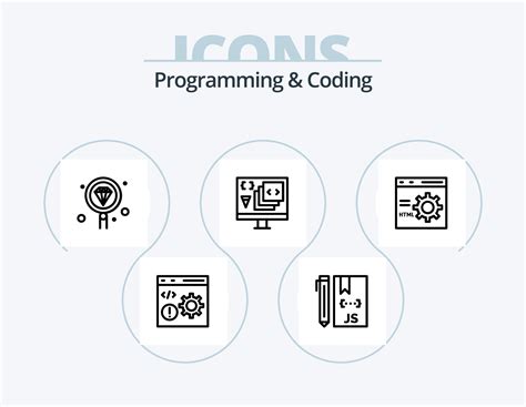 Paquete De Iconos De Línea De Programación Y Codificación 5 Diseño De Iconos Desarrollar