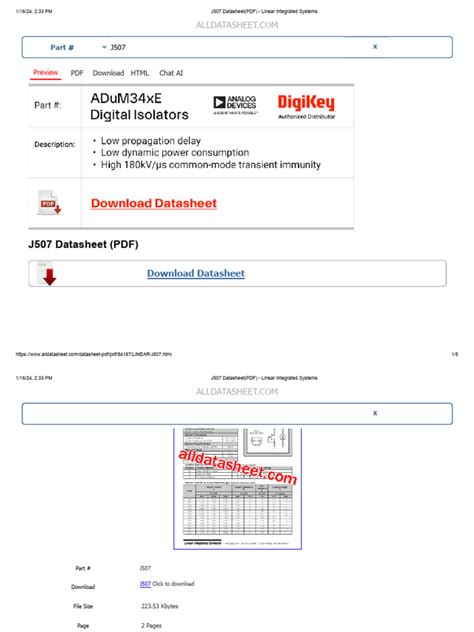 J507 Datasheet Pdf Linear Integrated Systems Pdf Software