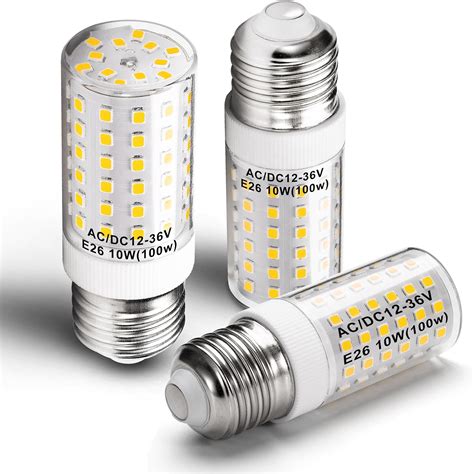 Hylroe Foco Led De 12 V 24 V E26 Base De Tornillo Medio 10 W