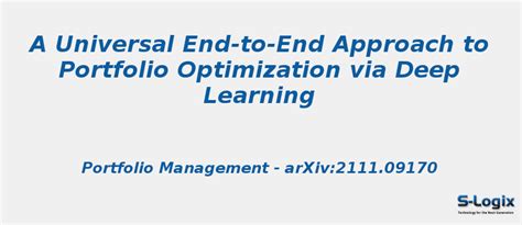 End To End Approach To Portfolio Optimization Via Deep Learning S Logix