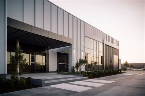 Exterior Of A Warehouse With An Office Unit Large Industrial Or